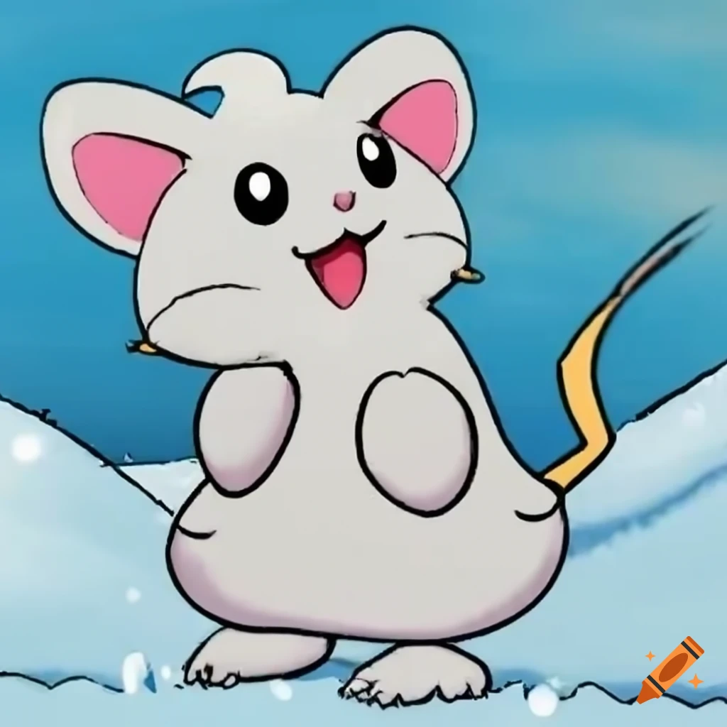 Cute snowmouse pokémon standing upright on Craiyon