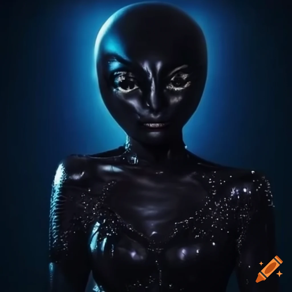 Lady gaga in high fashion black alien outfit on Craiyon