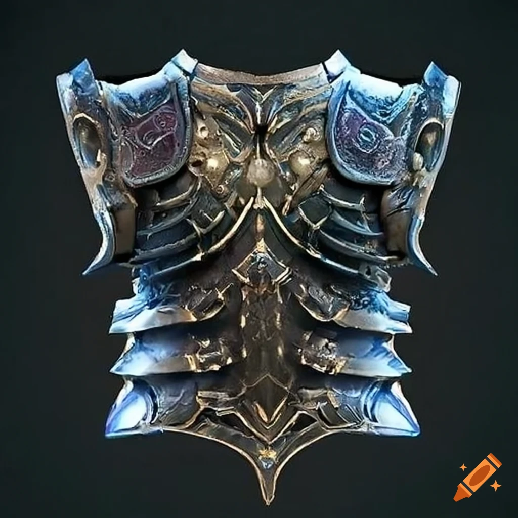 Adorned magic body armor front view on Craiyon