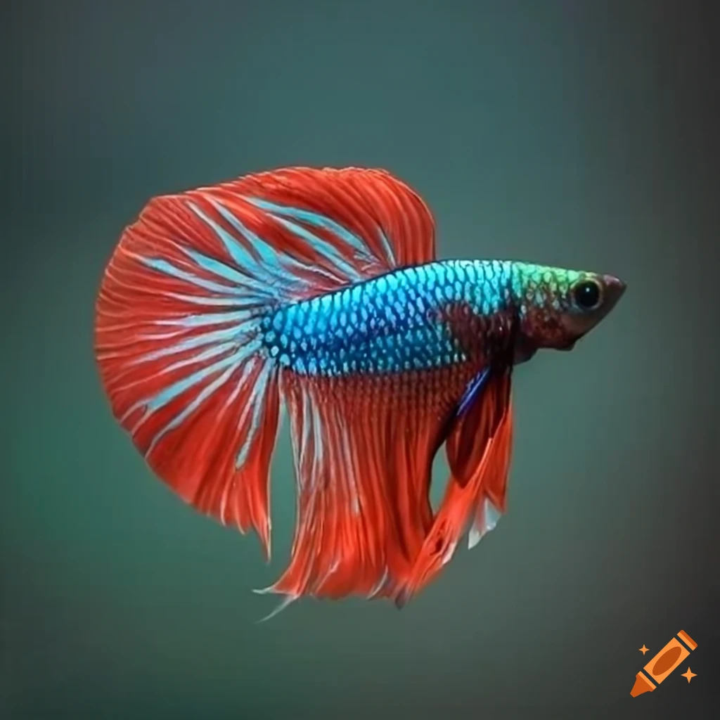 Horizontal view of a betta fish on Craiyon