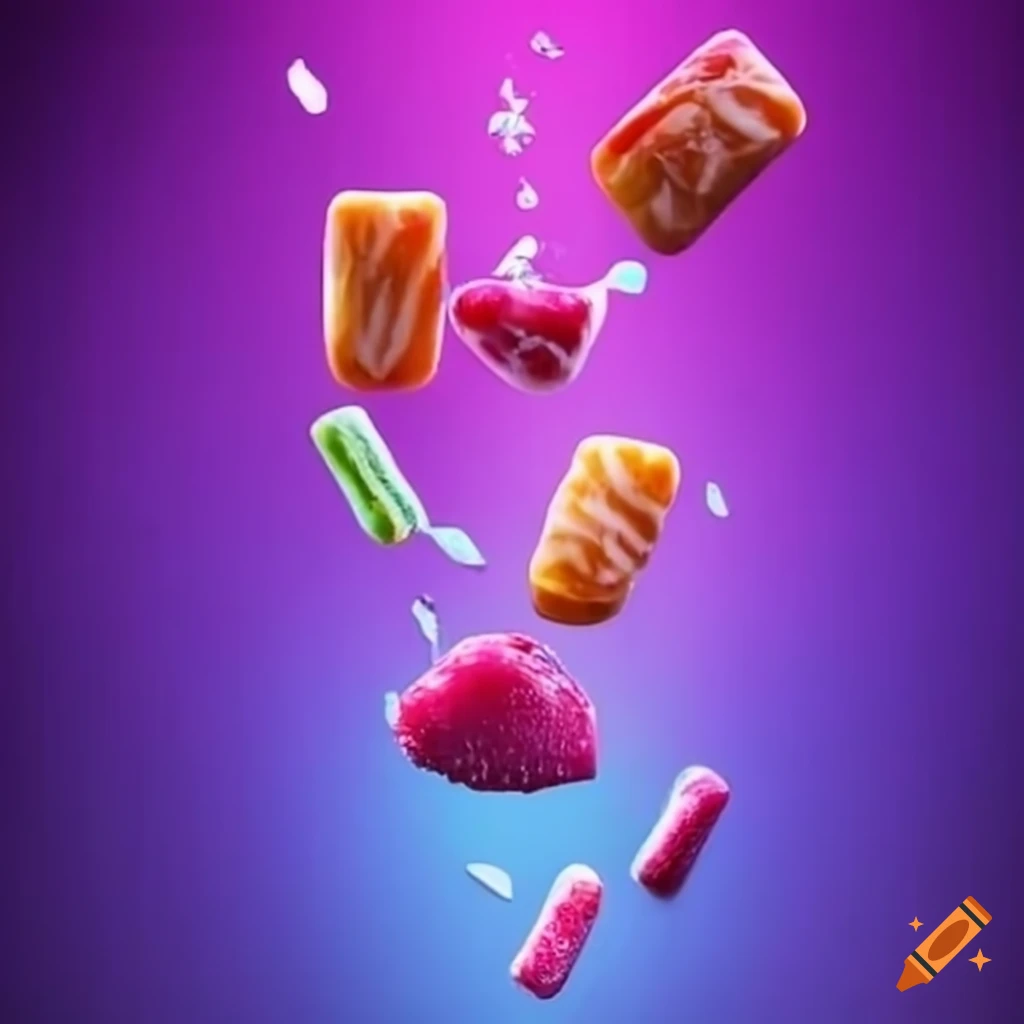Frozen candy falling down on Craiyon