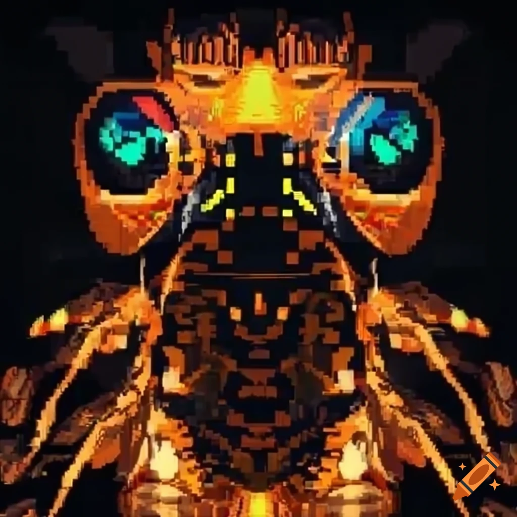 Imperious cicada displayed in bold pixels on an outdoor screen on Craiyon