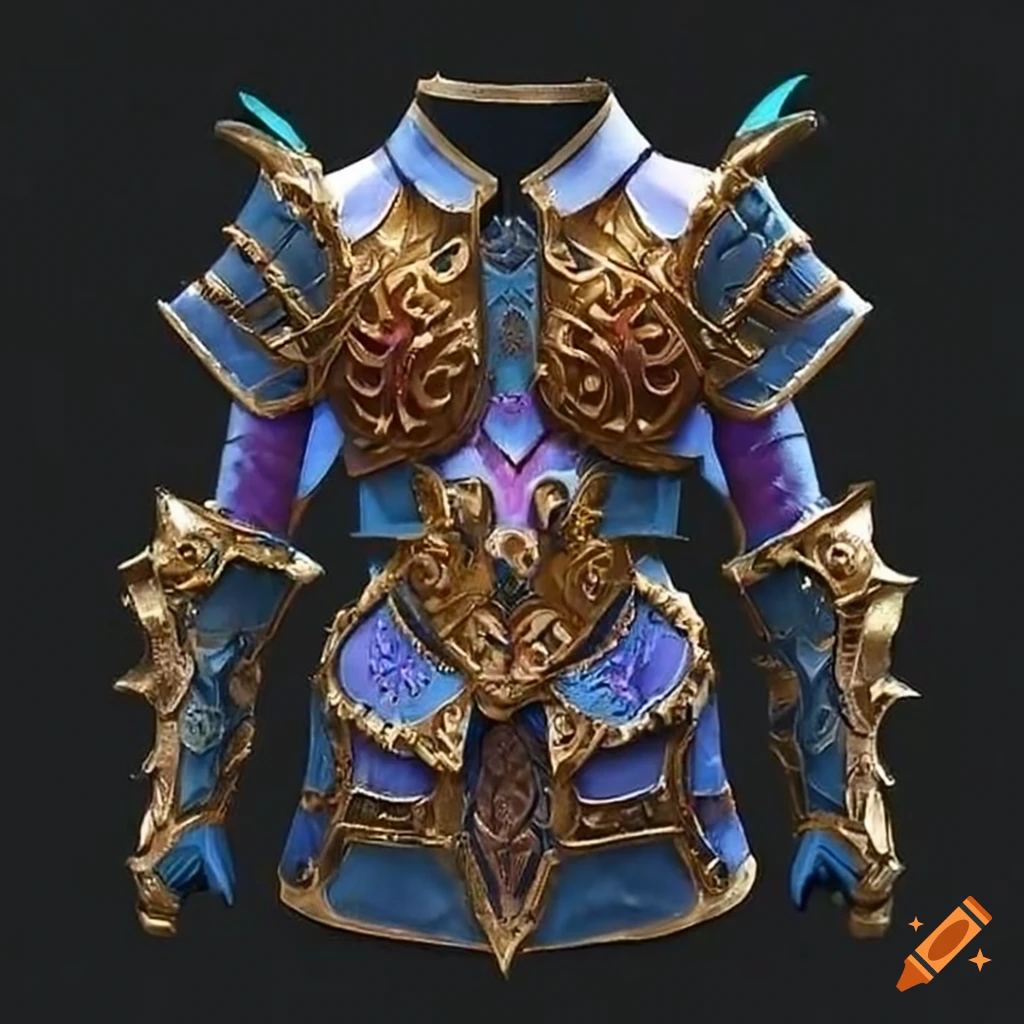 Adorned magic body armor front view on Craiyon