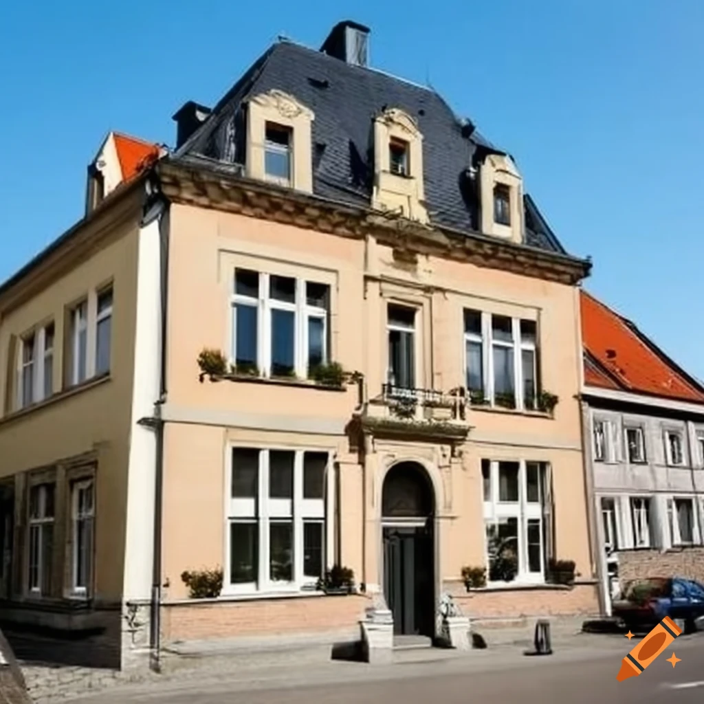 Façades of houses in a town in northern Germany on Craiyon