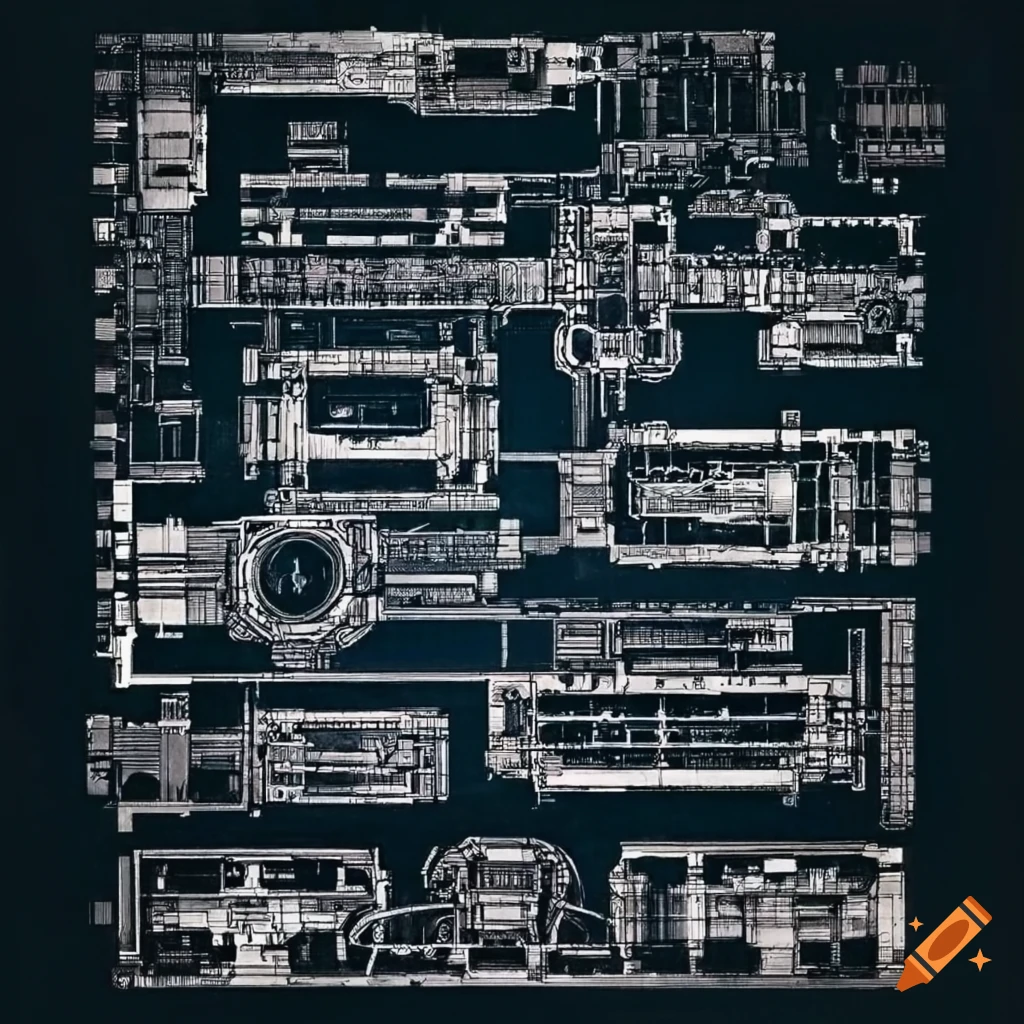 Detailed blueprint of futuristic urban mech design on Craiyon