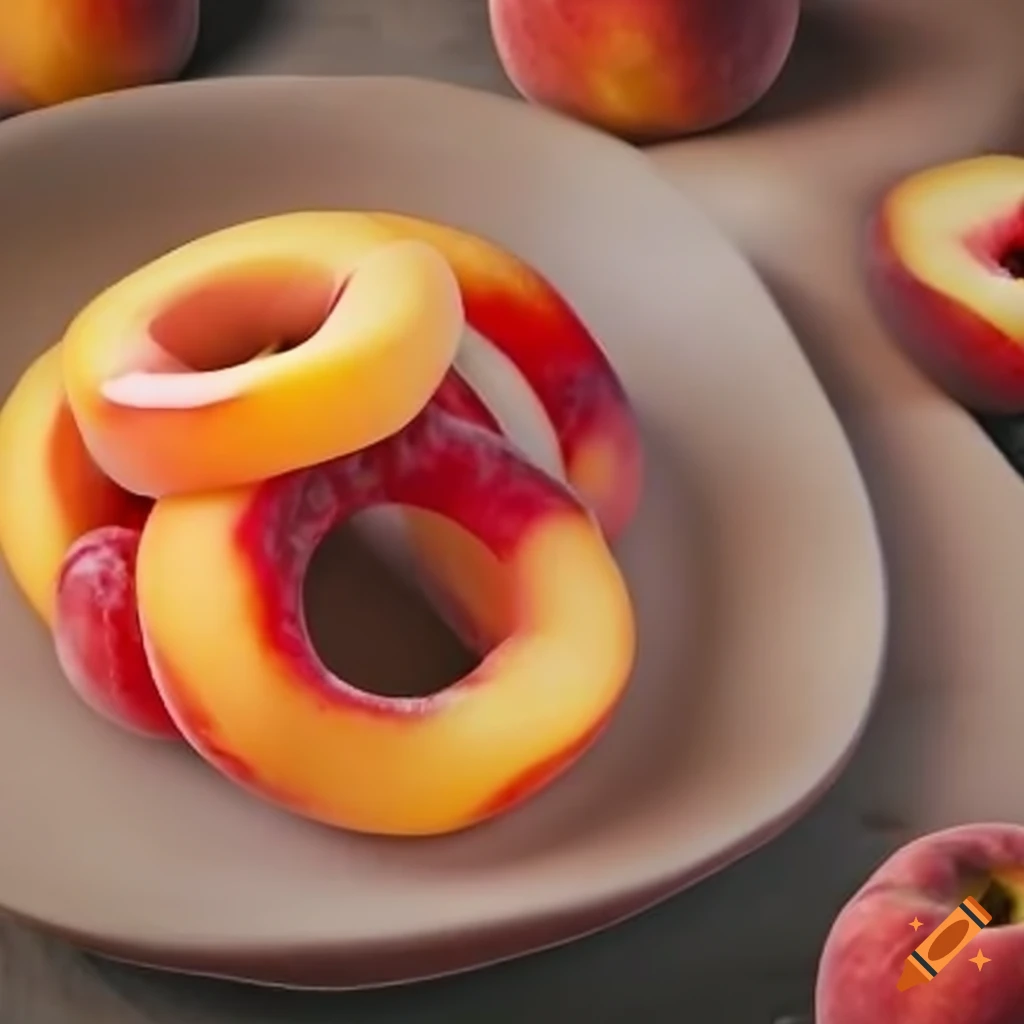 Peach rings candy with peaches on the sides on Craiyon