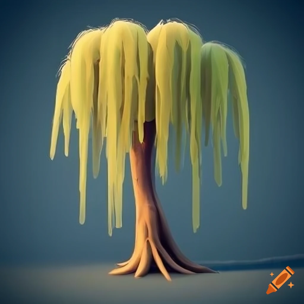 Stylized weeping willow tree on Craiyon