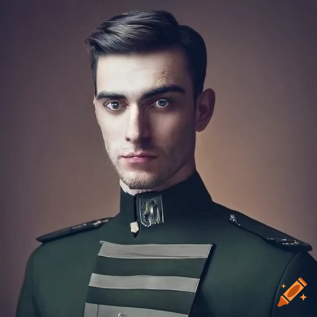 Victorian portrait of a beautiful young man with military elegance on Craiyon