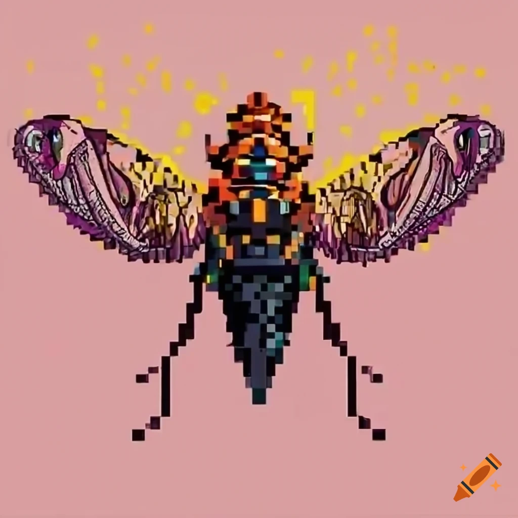 Imperious cicada displayed in bold pixels on an outdoor screen on Craiyon