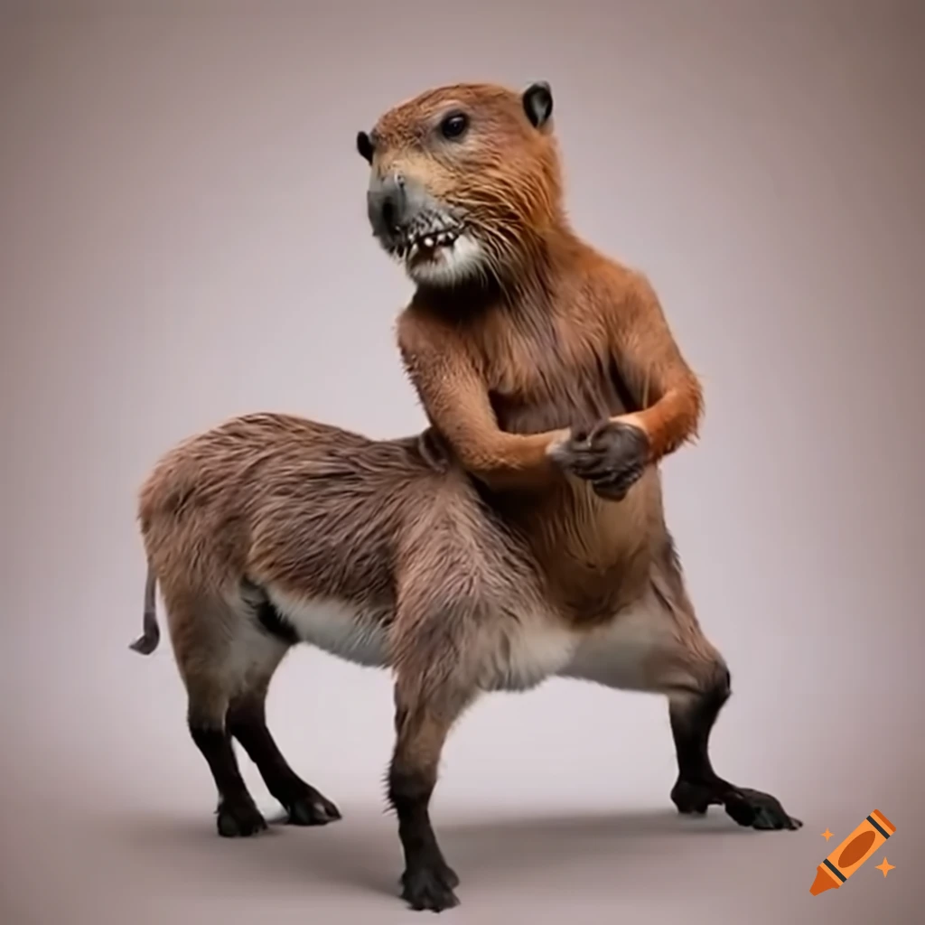 Charming beaver-human creature riding a donkey on Craiyon