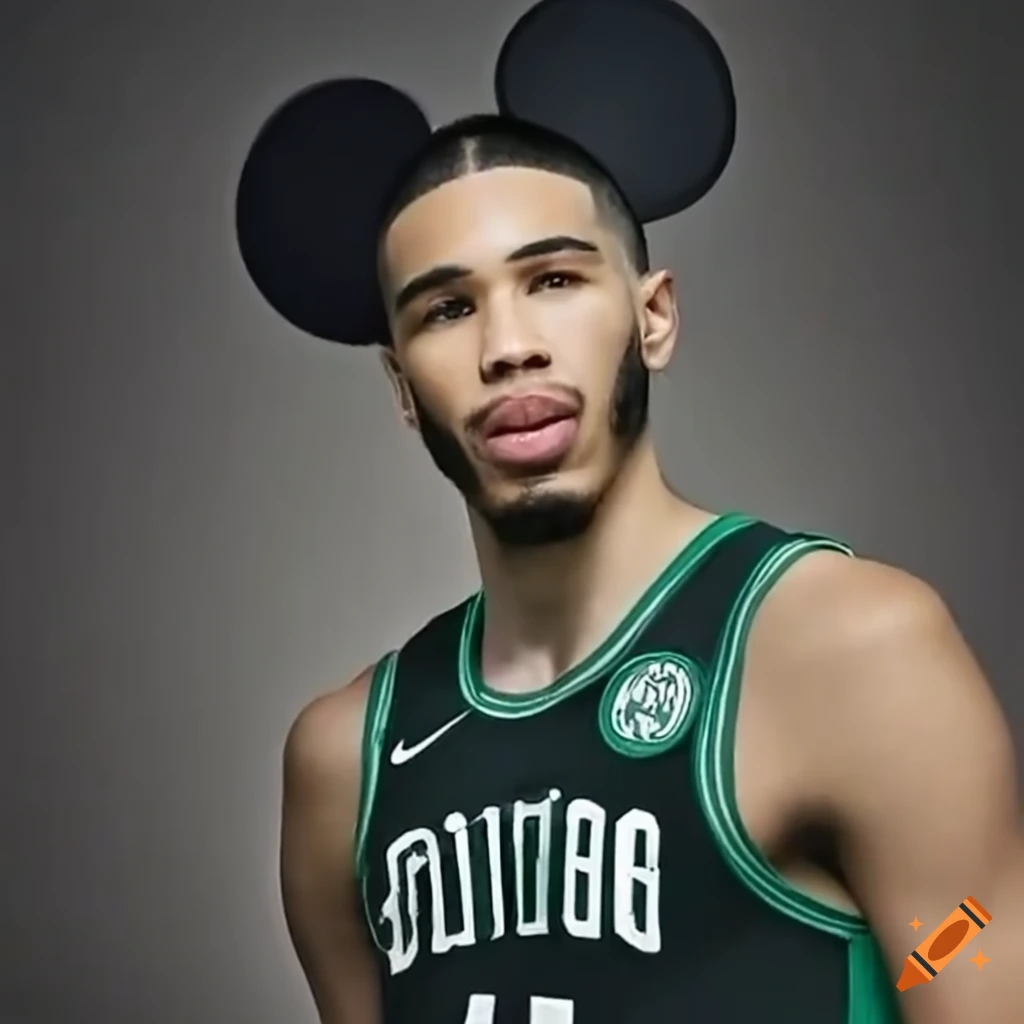 Jayson Tatum wearing Mickey Mouse ears and nose on Craiyon