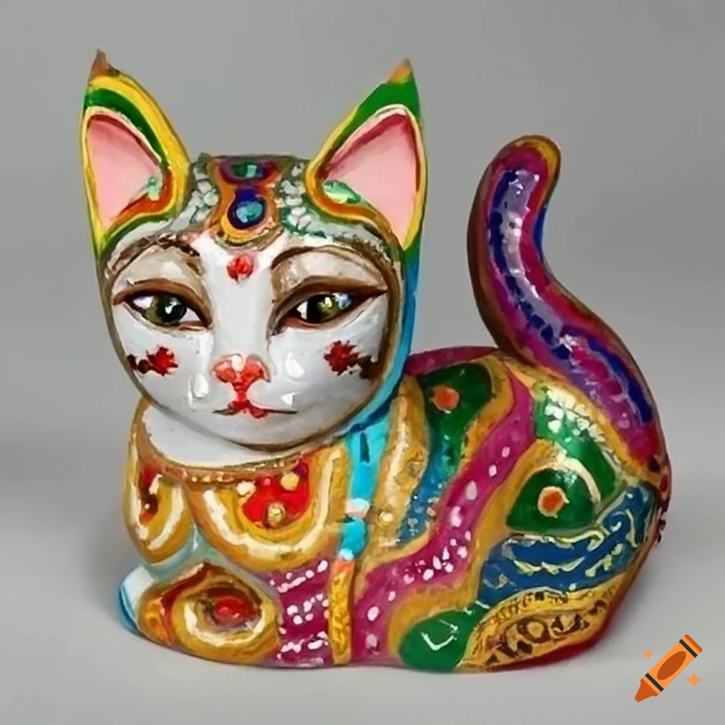 Painted cat inspired by lord krishna on Craiyon