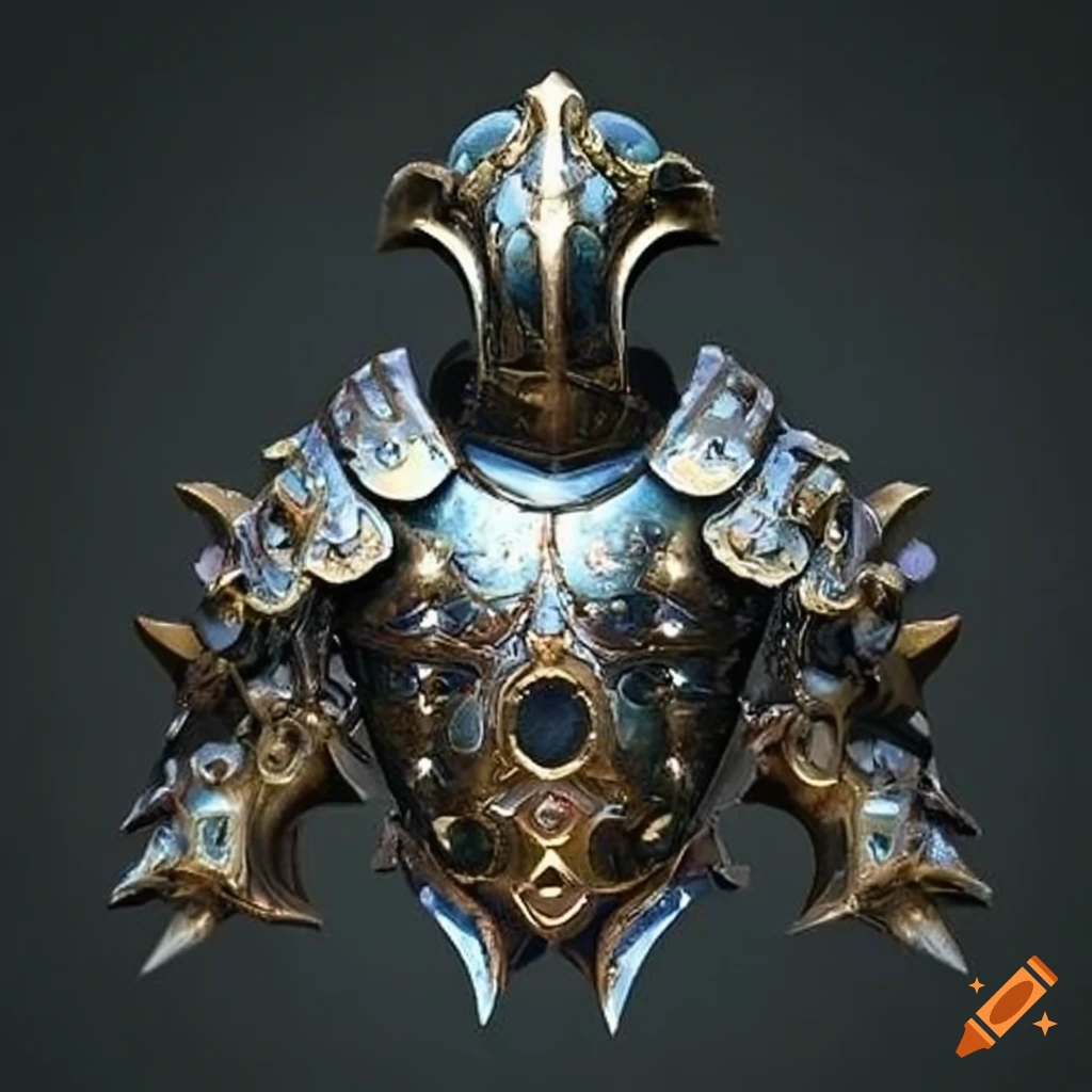 Adorned magic body armor front view on Craiyon