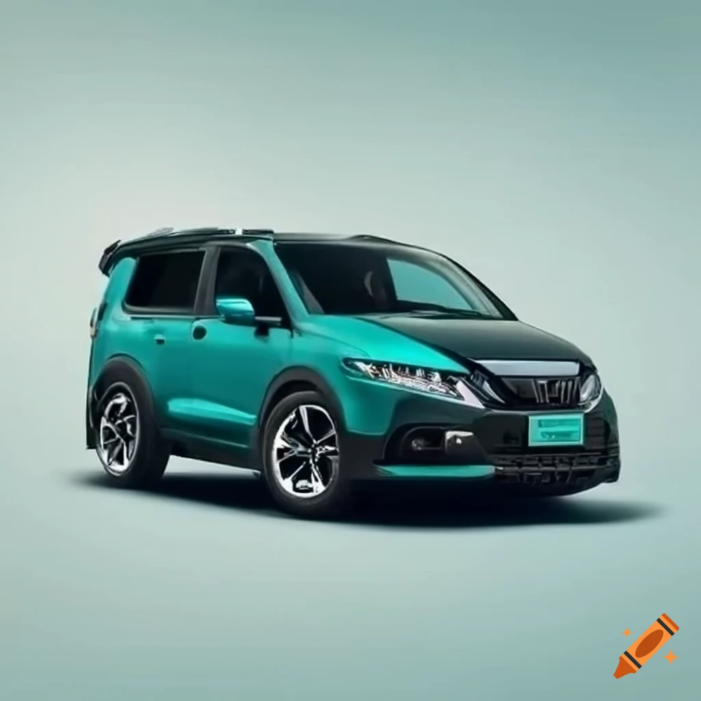 Overlander Honda Stream RN6 with knobby tires in teal color on Craiyon