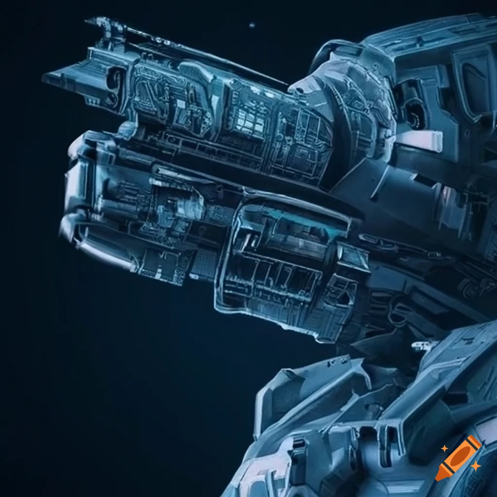 Detailed blueprint of a futuristic urban mech design on Craiyon