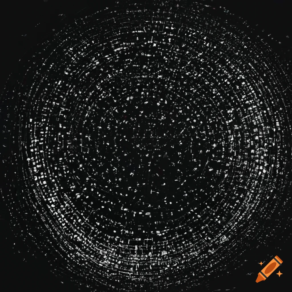 Data visualization of a recessive algorithm in white on black on Craiyon