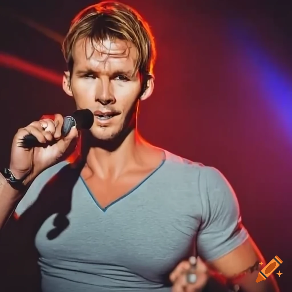 Ryan Kwanten performing live music in a disco club on Craiyon