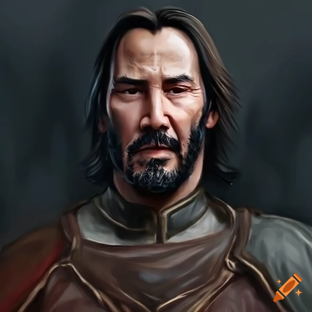 Angry keanu reeves in baldur's gate portrait on Craiyon