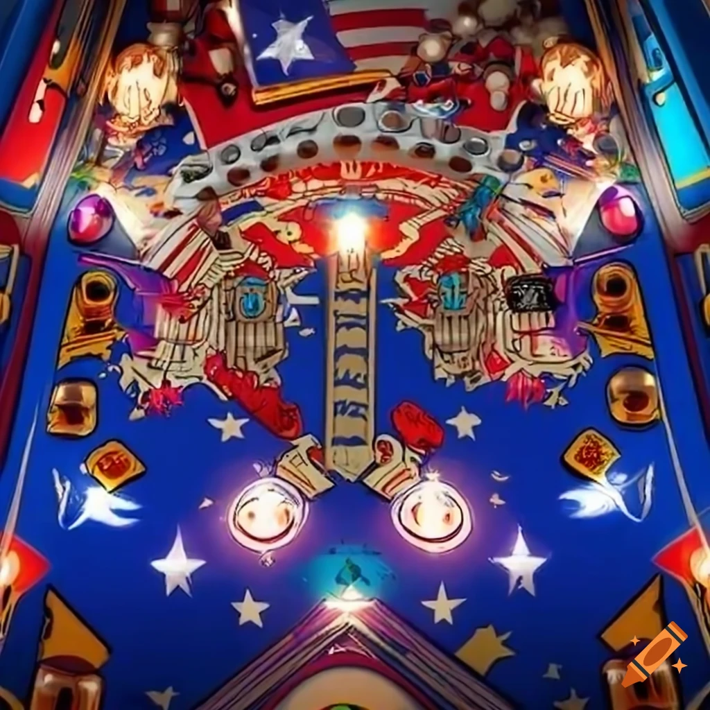 Patriotic pinball design on Craiyon