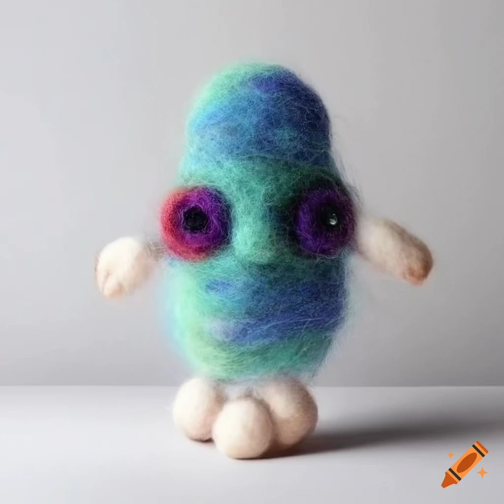 Felted wool space creatures in a cosmic setting on Craiyon