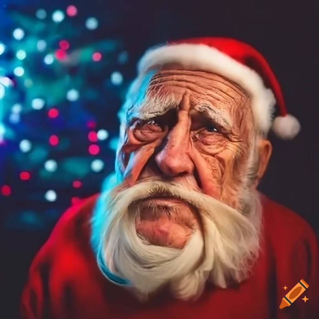 Grumpy old man glaring at a Christmas tree on Craiyon