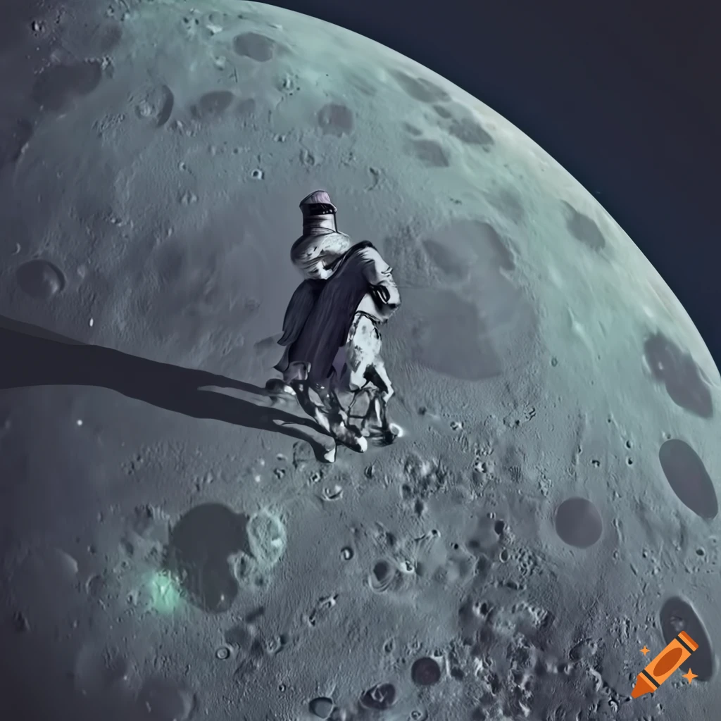 Astronaut riding a horse on the moon in natural colors on Craiyon