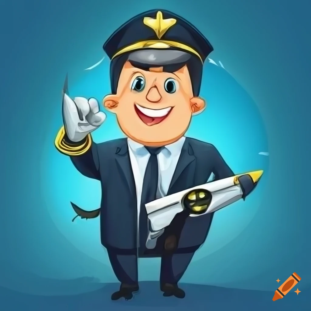 Cartoon airline pilot vector illustration on Craiyon