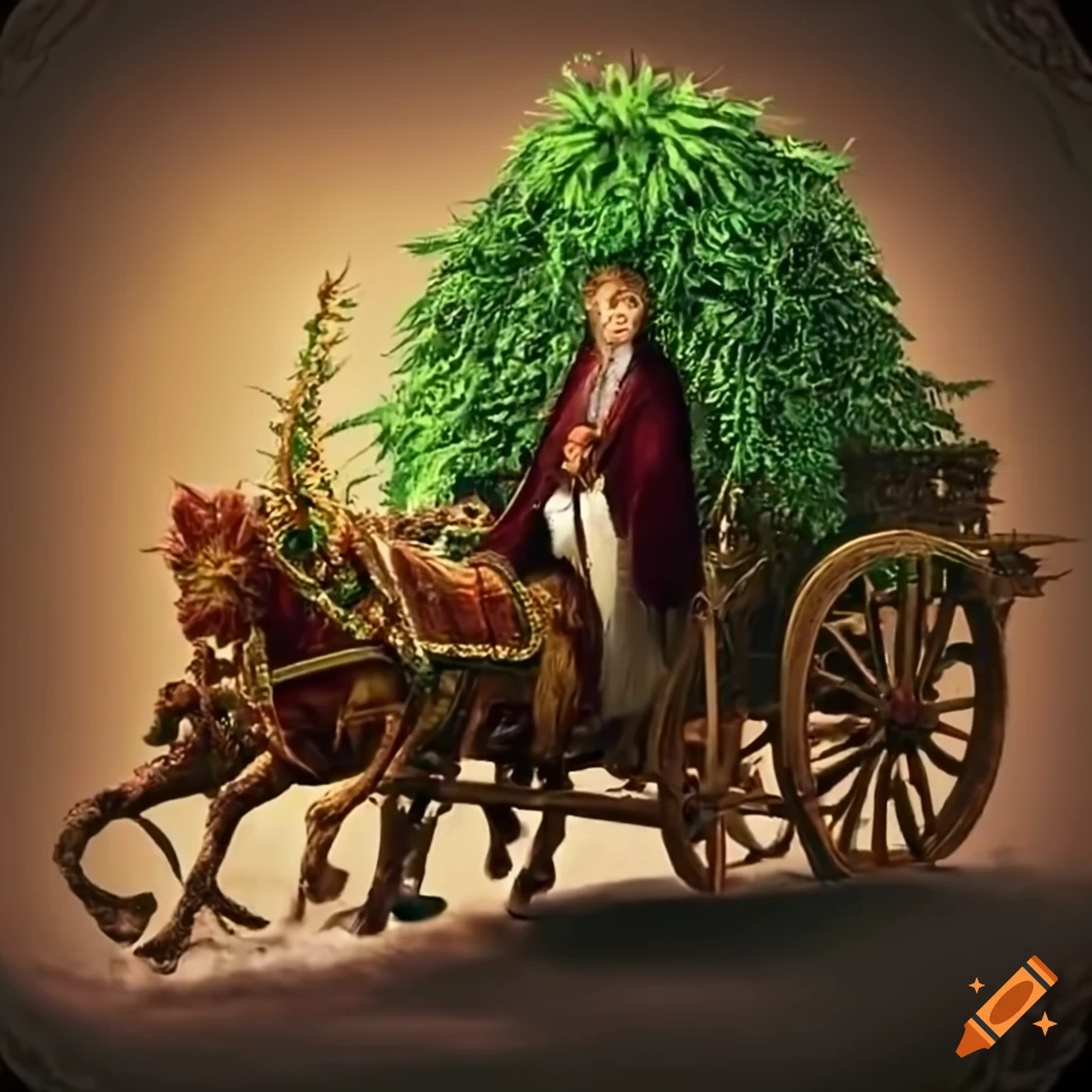 Bilbo riding a carriage filled with produce on Craiyon