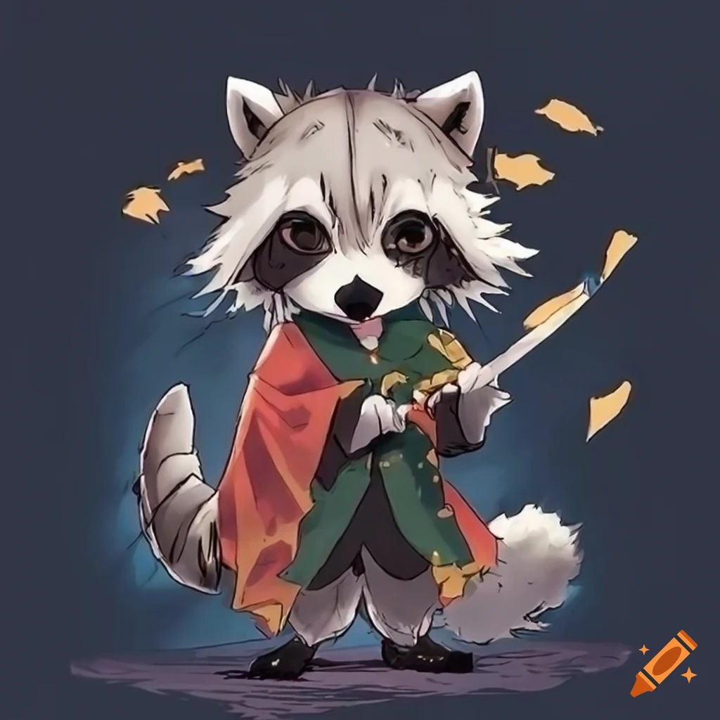 Racoon in manga style by tomioka on Craiyon