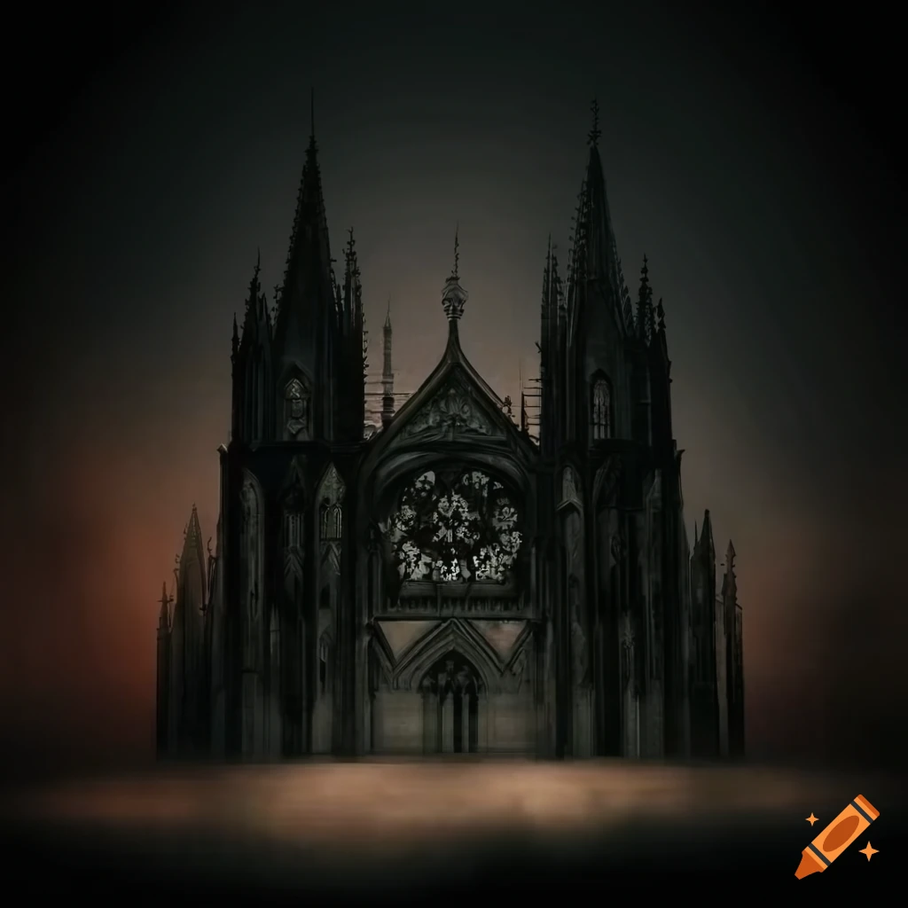 Gothic cathedral in dark art style on Craiyon