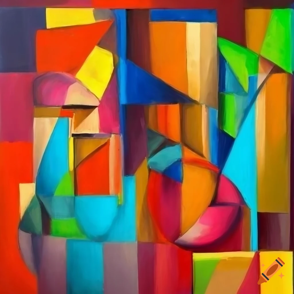 Cubism painting with abstract lines in multiple directions on Craiyon