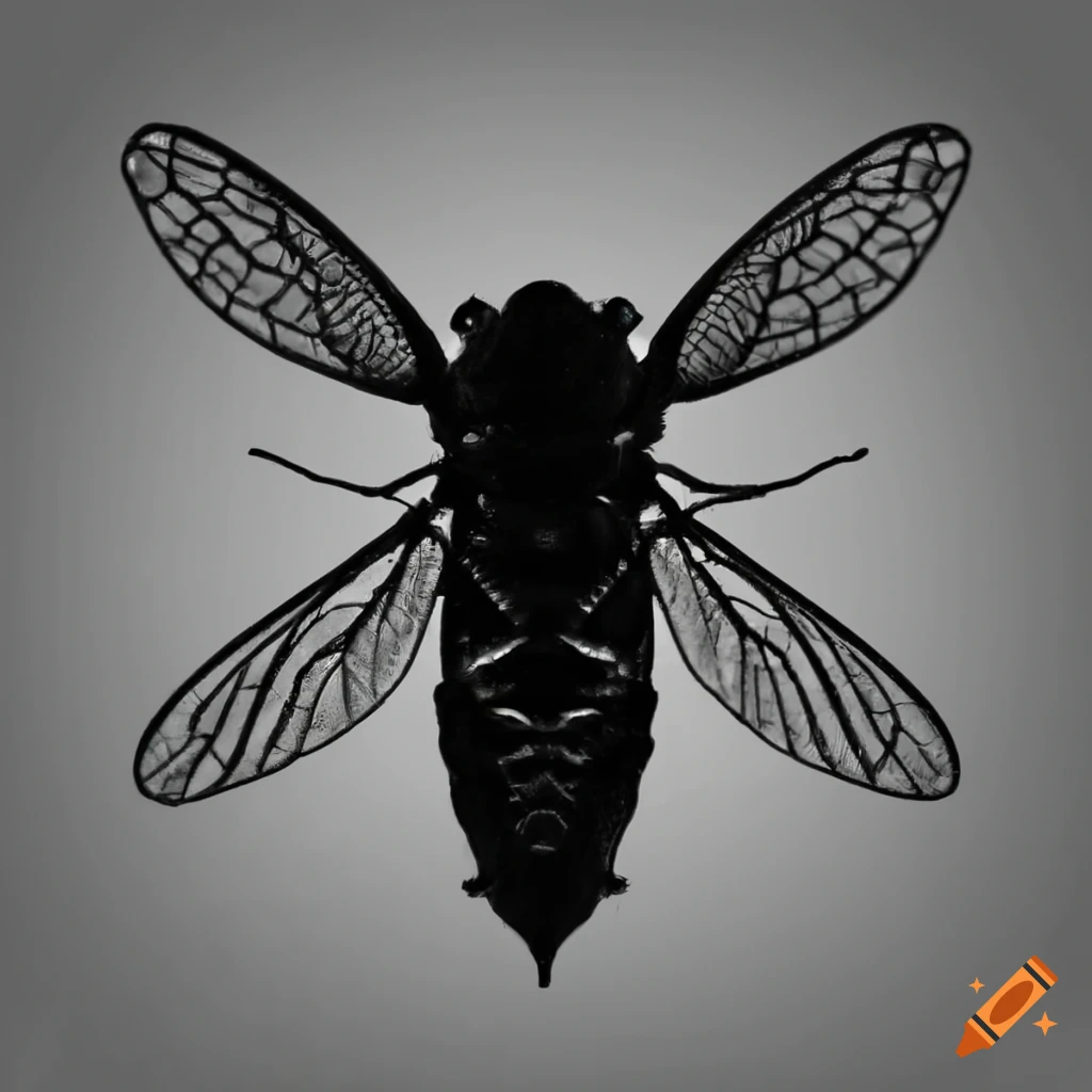 Elegant black & white cicada silhouette on Craiyon