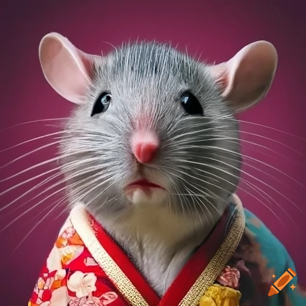 Mouse wearing a kimono with long beard on Craiyon