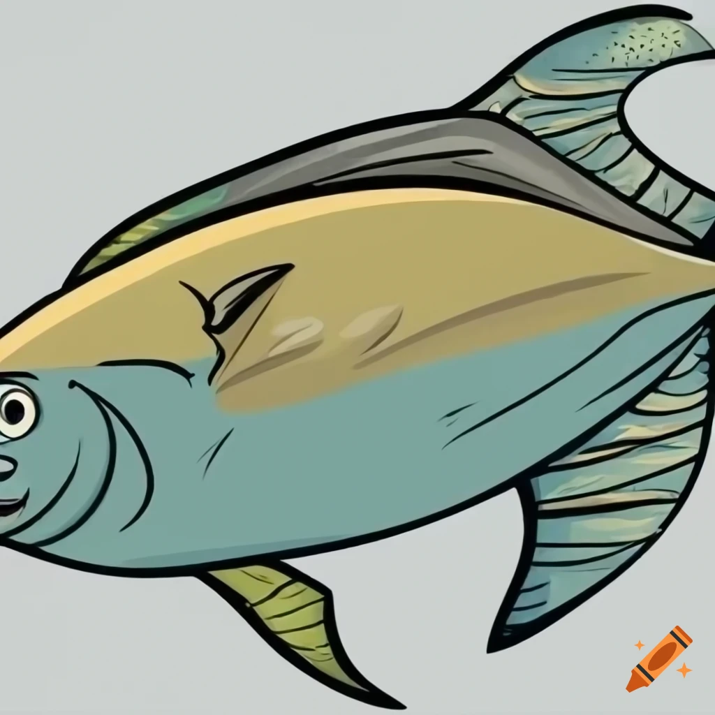 Cartoon style pompano fish on Craiyon