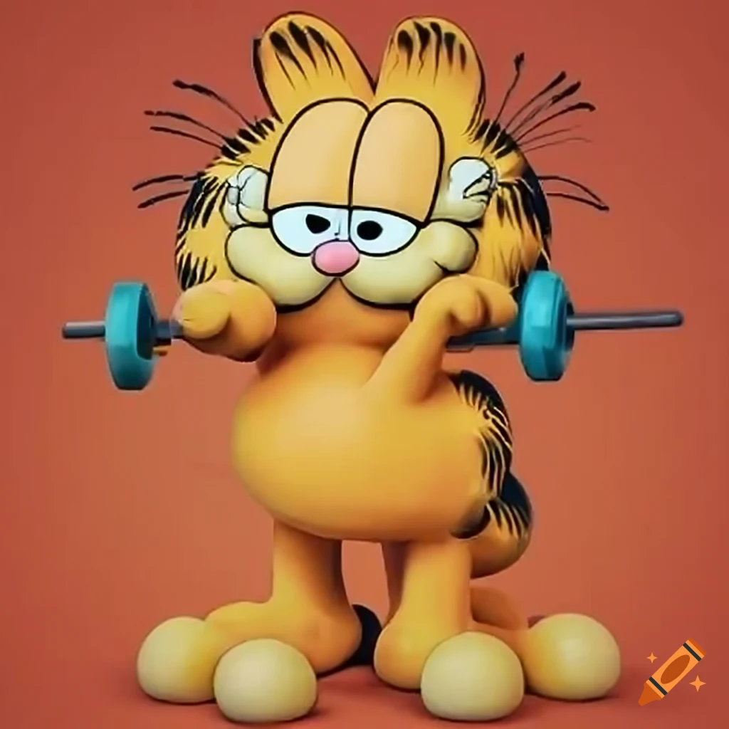 Garfield the cat lifting weights on Craiyon