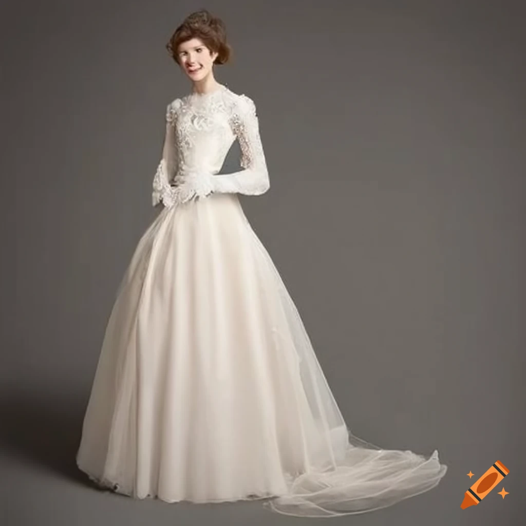 Historical wedding dress with a sweet and innocent design on Craiyon