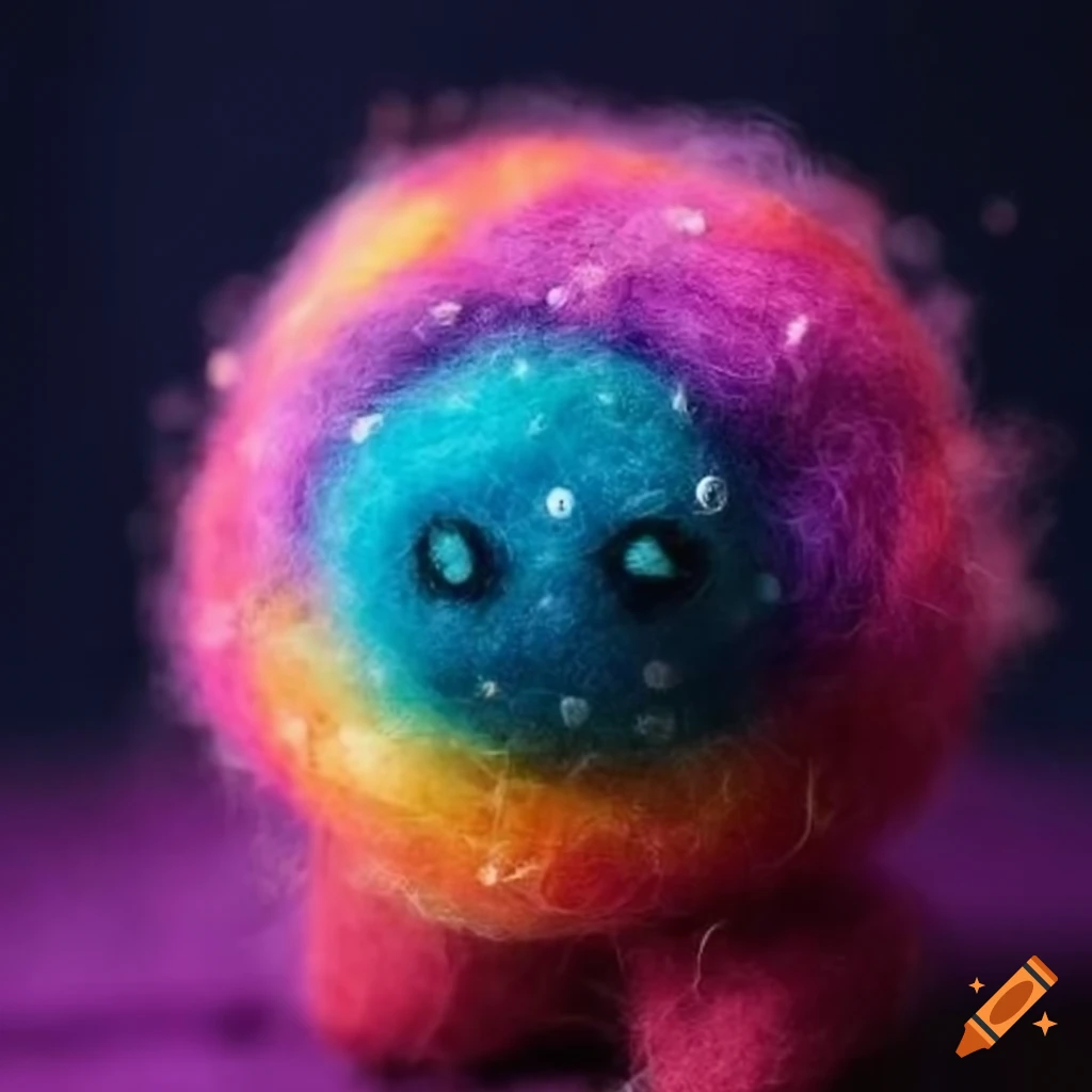 Felted wool space creatures in the cosmos on Craiyon