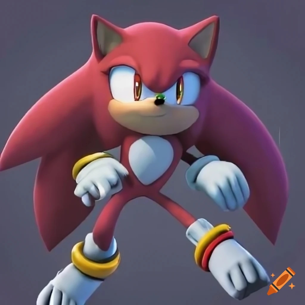 Shadow the hedgehog character depicted as a purplish-grey wolf on Craiyon