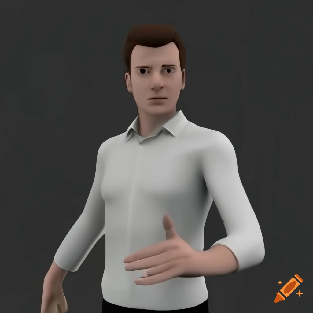 Caucasian office man speaking in modern 3d game shading style on Craiyon