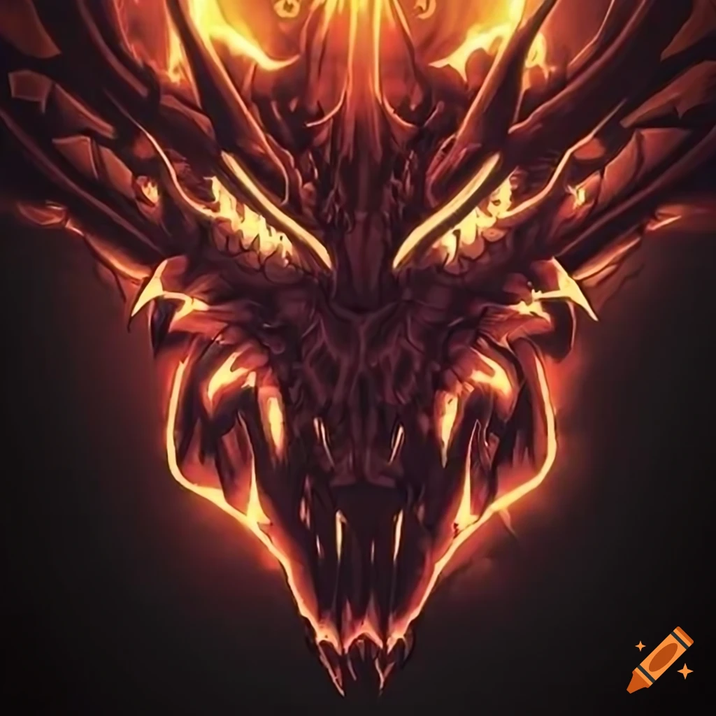 Fierce and powerful Demon-Dragon face logo with horns, fangs, and ...