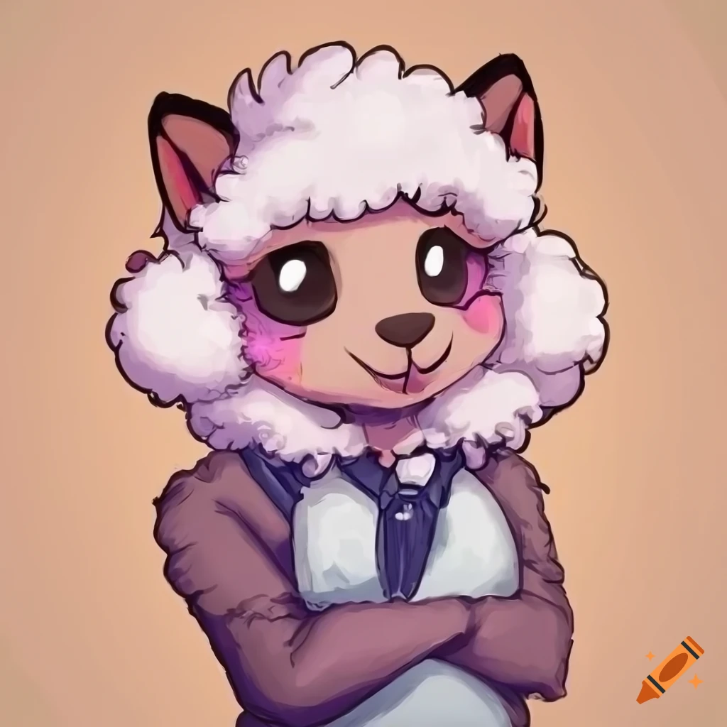 Cute anthropomorphic sheep furry drawing on Craiyon