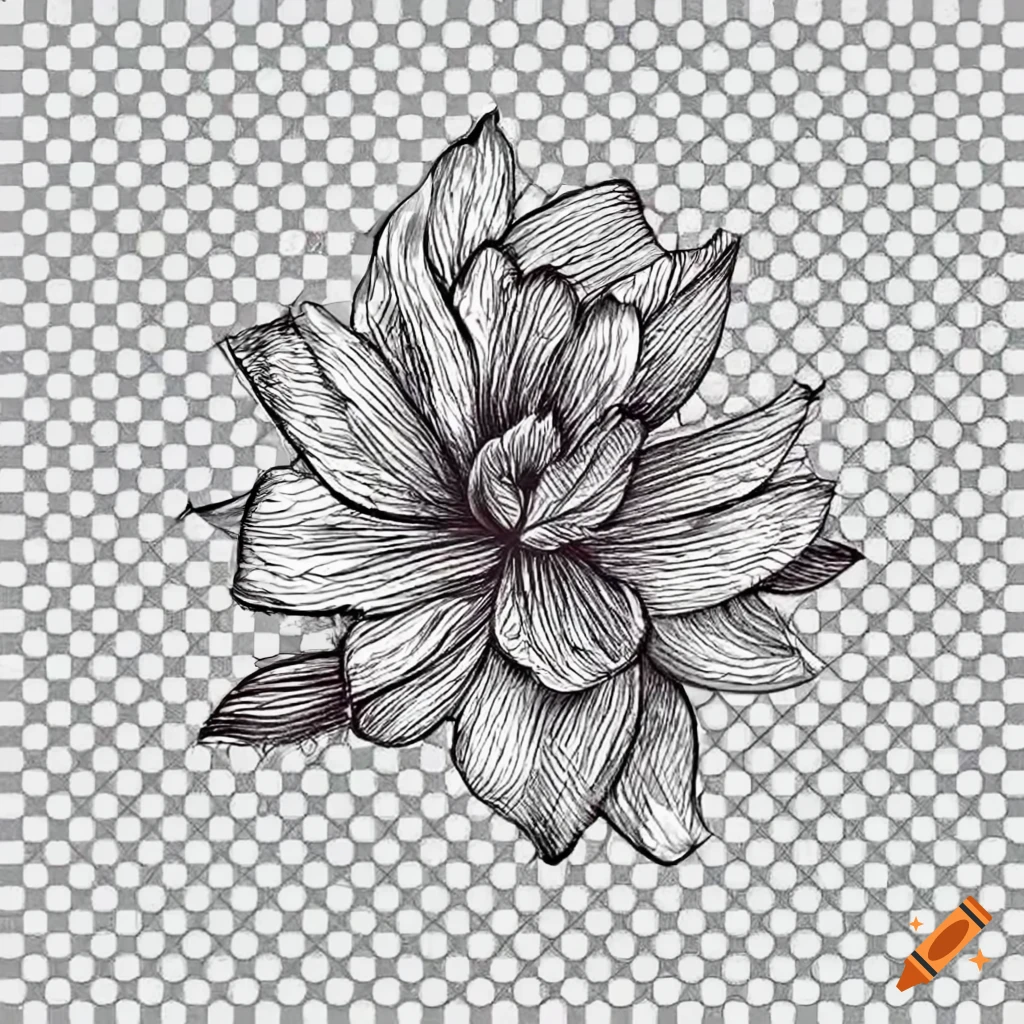 Beautiful pencil-drawn flower on transparent background on Craiyon