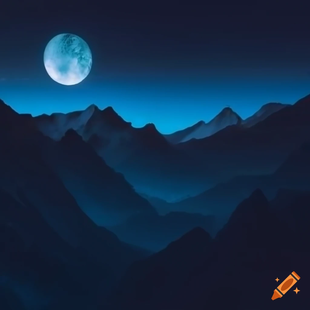 Mountains at nighttime on Craiyon