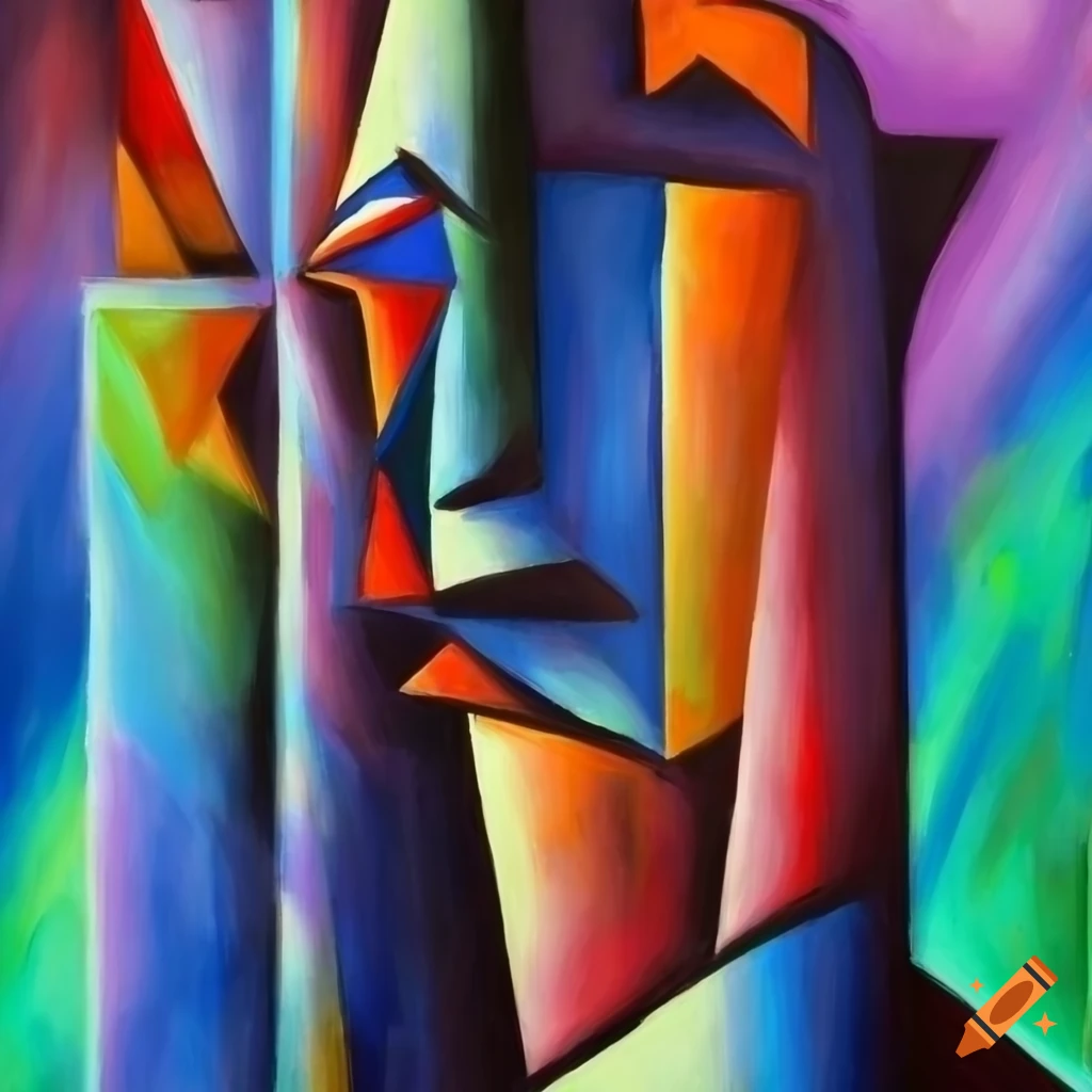 Cubism painting with abstract lines in multiple directions on Craiyon