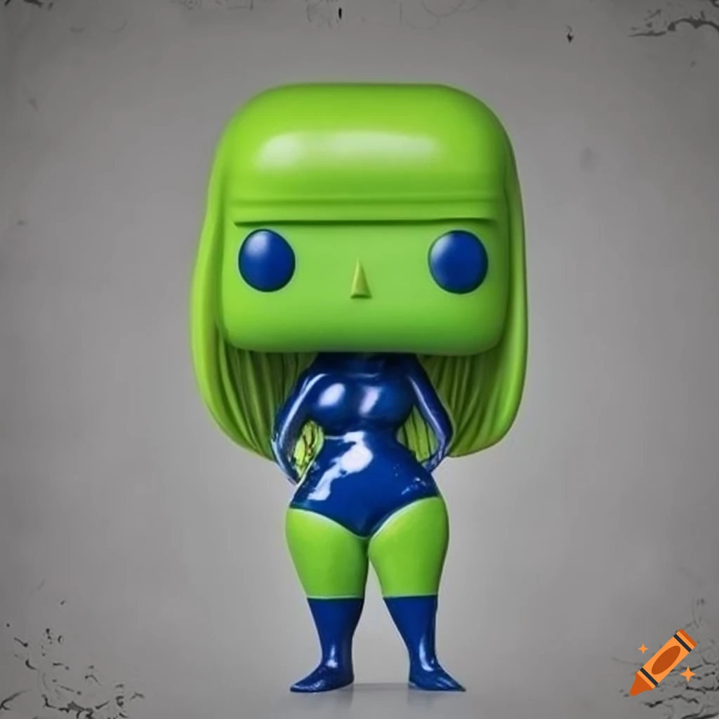 Funko pop humanoid female figurine in lime navy rubber latex outfit on ...
