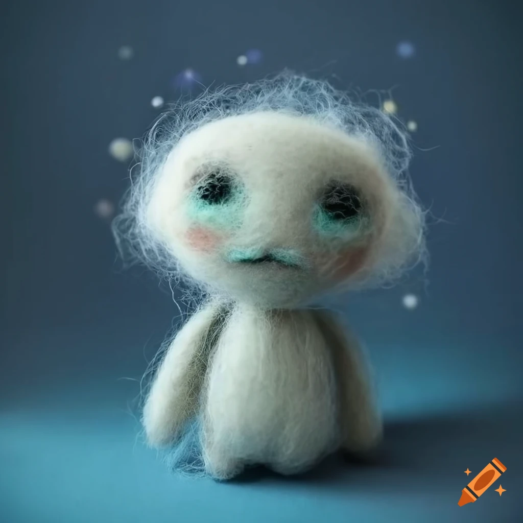 Felted wool space creatures in a cosmic setting on Craiyon