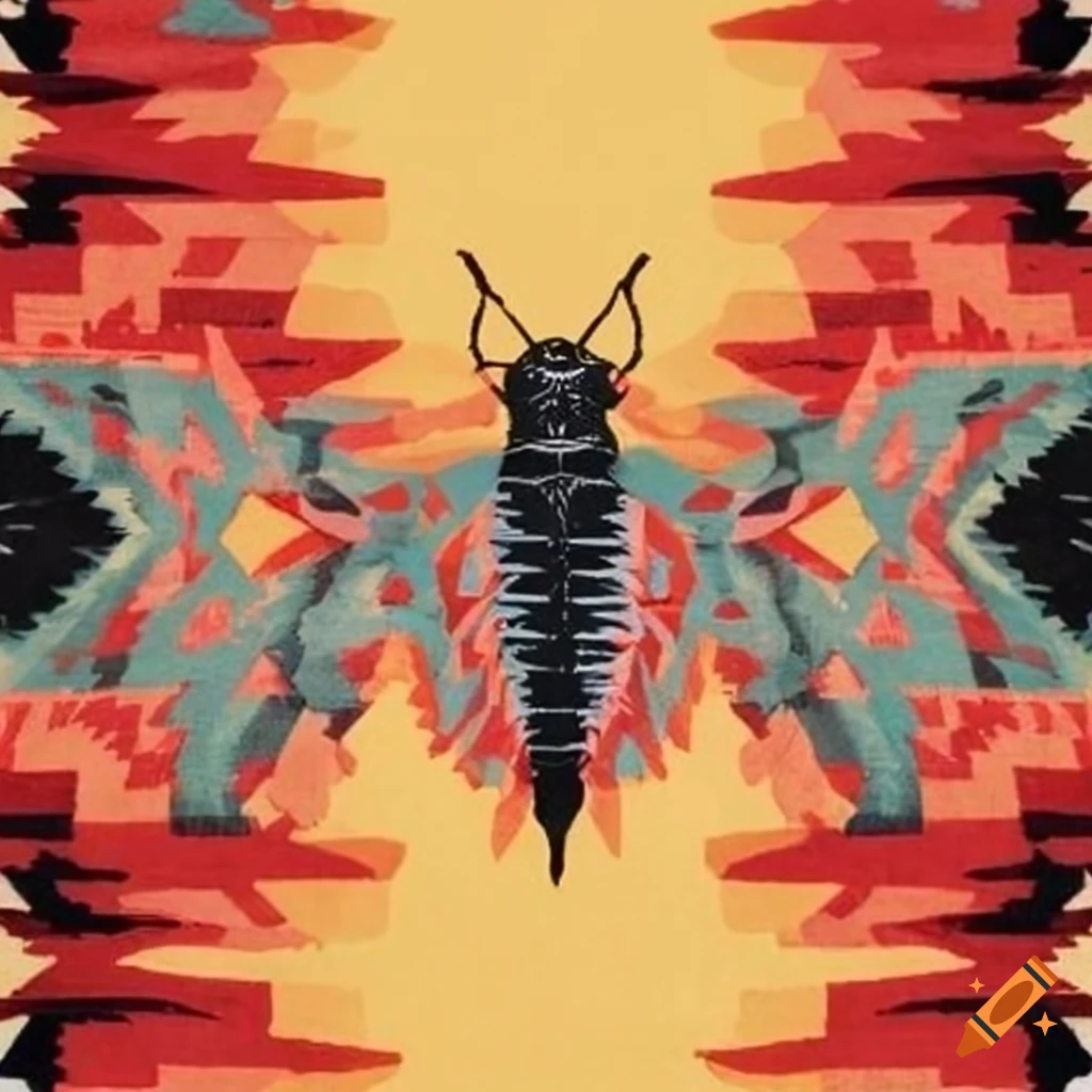 Native american blanket with geometric cicada pattern on Craiyon