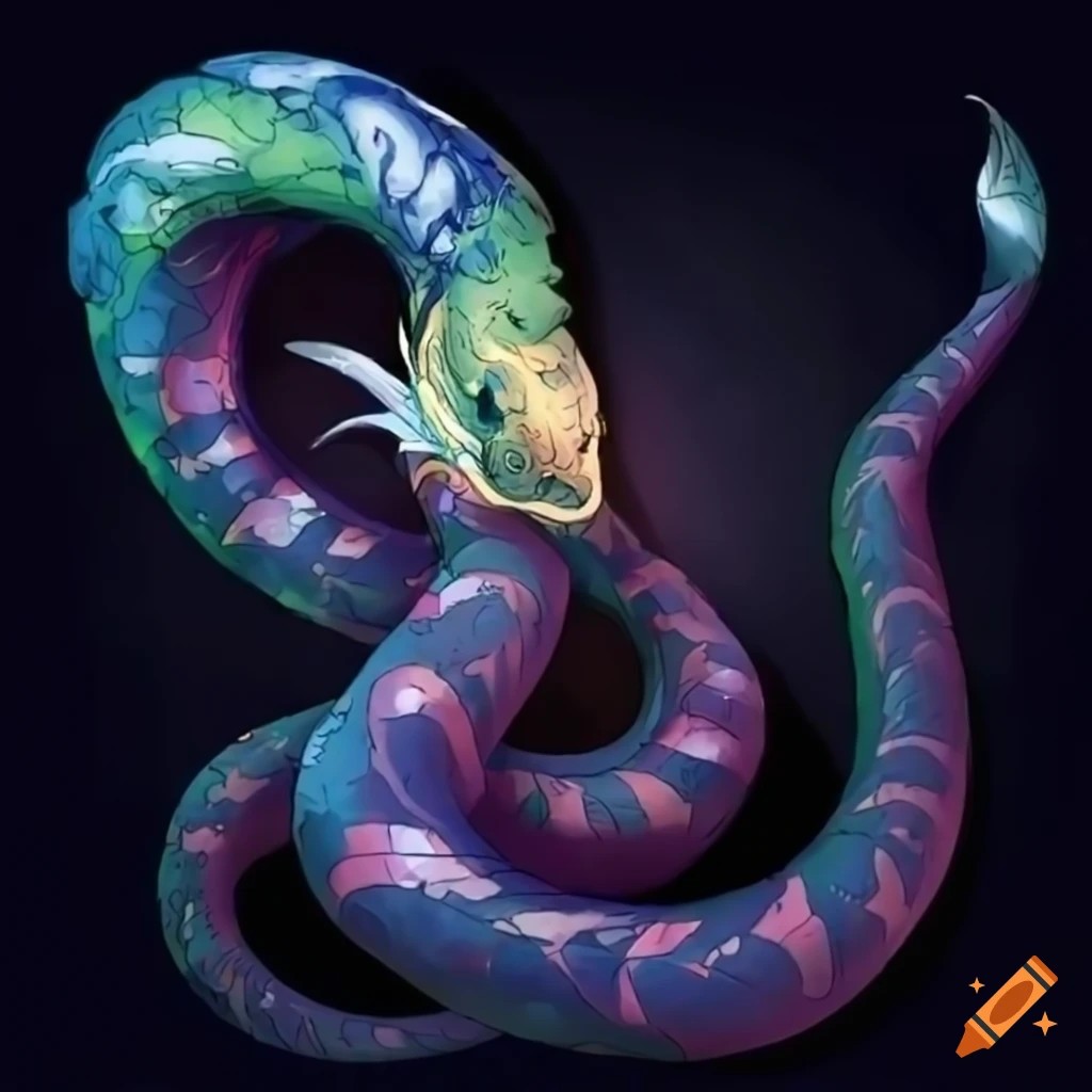 Serpent coiled around the earth in anime art style on Craiyon