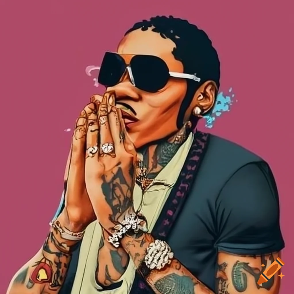 Vybz kartel with praying hands on Craiyon