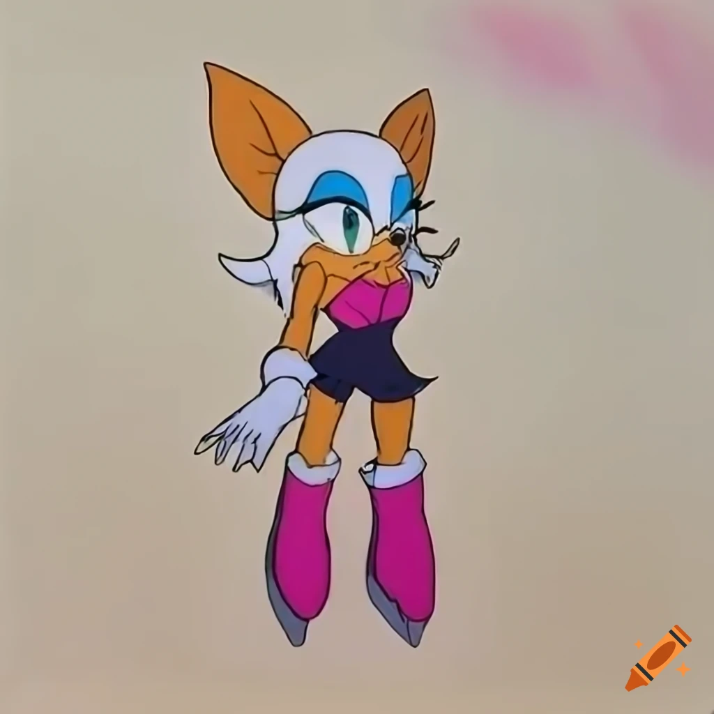 Rouge the bat full-length portrait in studio ghibli anime style on Craiyon